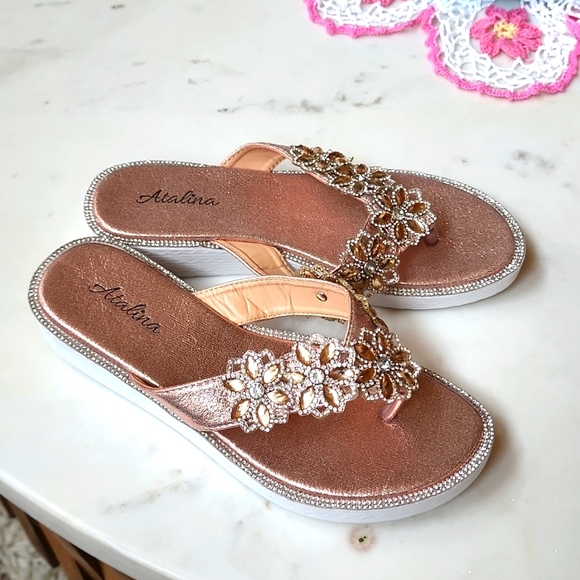 Atalina | Shoes | Nwt Verano Rio Comfort Pink Daisy Blingy Sandals Size ...